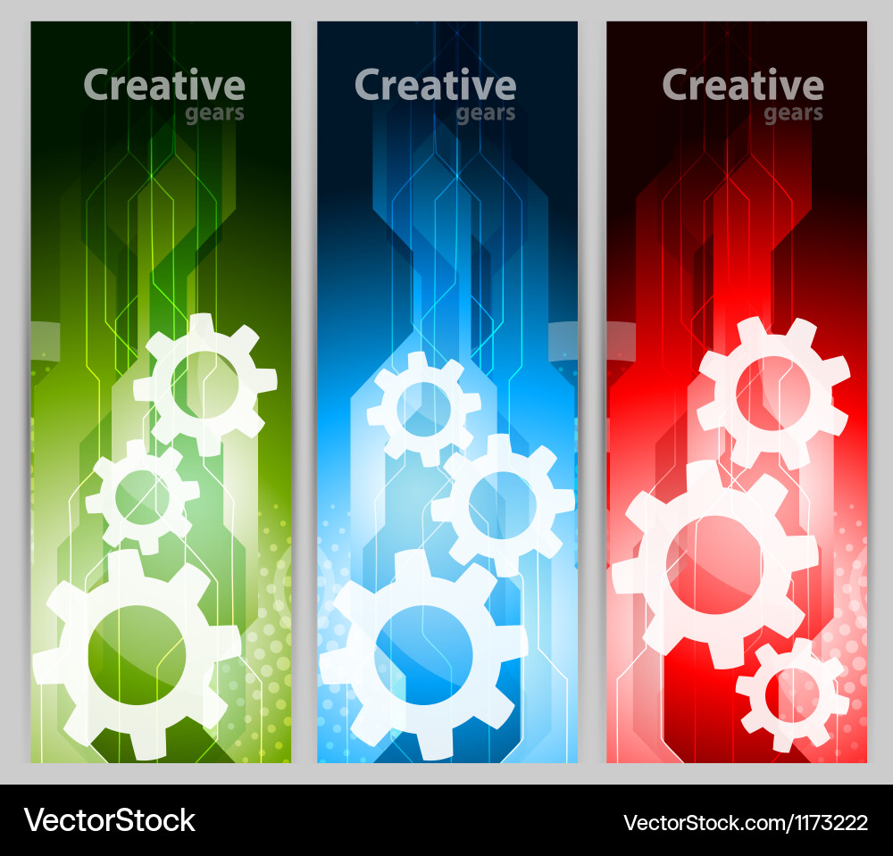 Set of banners with gears Royalty Free Vector Image