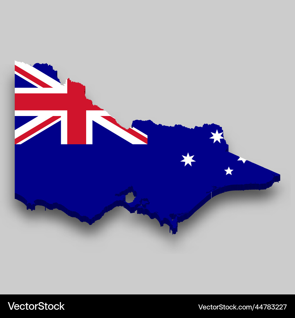 3d isometric map of victoria is a state Royalty Free Vector