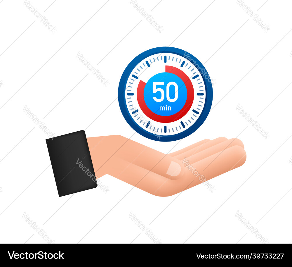 50 minutes stopwatch with hands icon Royalty Free Vector