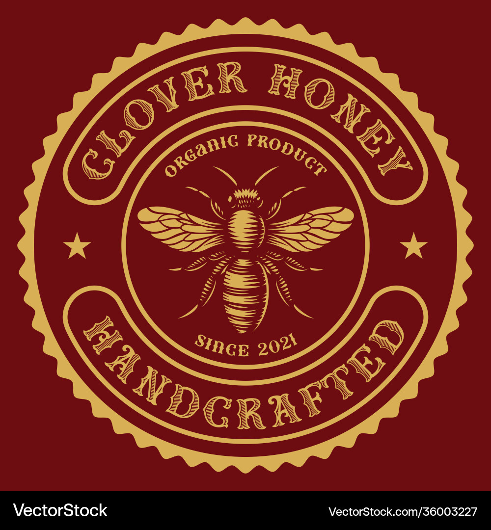 A round honey label in vintage style Royalty Free Vector