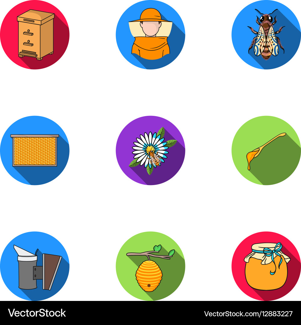 Apiary set icons in flat style big collection Vector Image