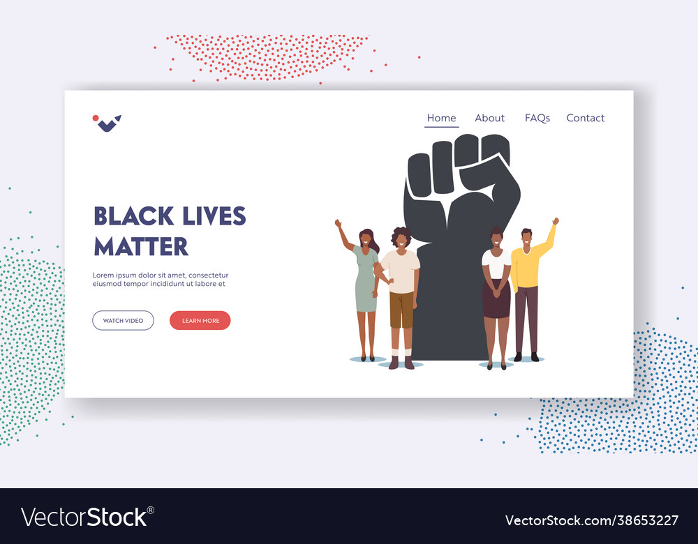 Black lives matter blm landing page template Vector Image
