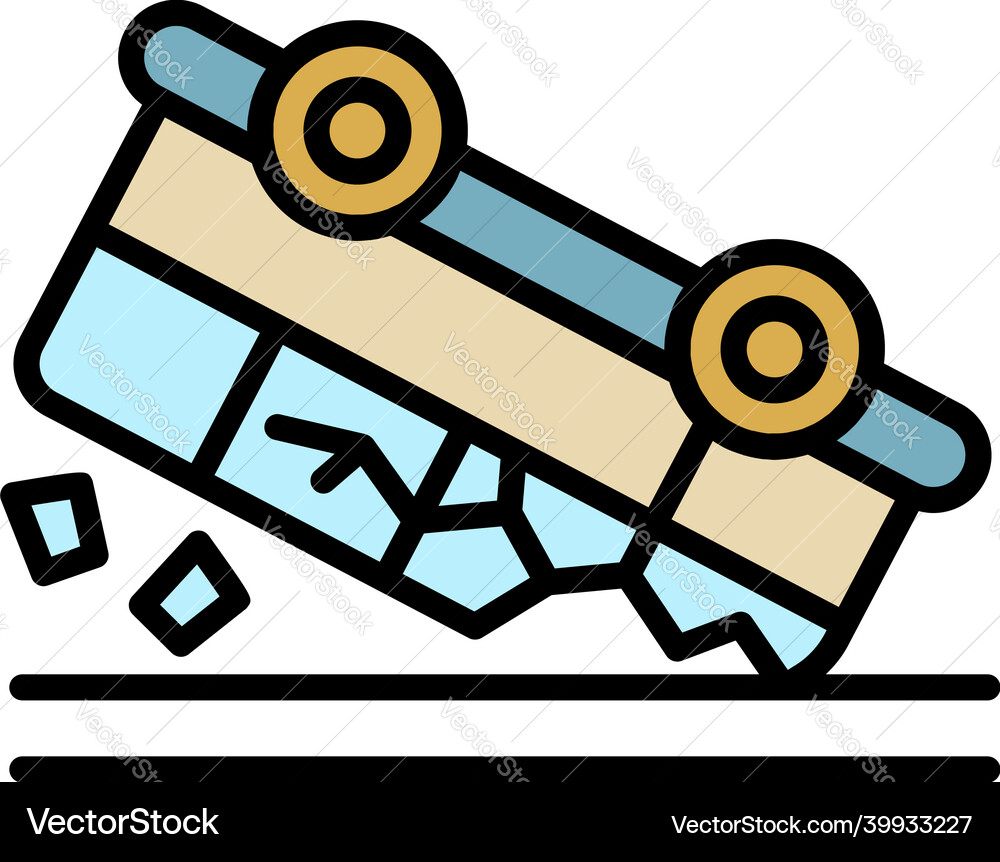 Bus accident icon color outline Royalty Free Vector Image