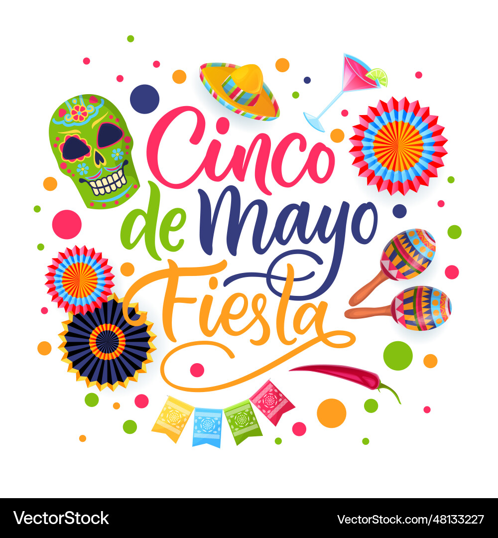 Cinco de mayo fiesta hand drawn calligraphy Vector Image