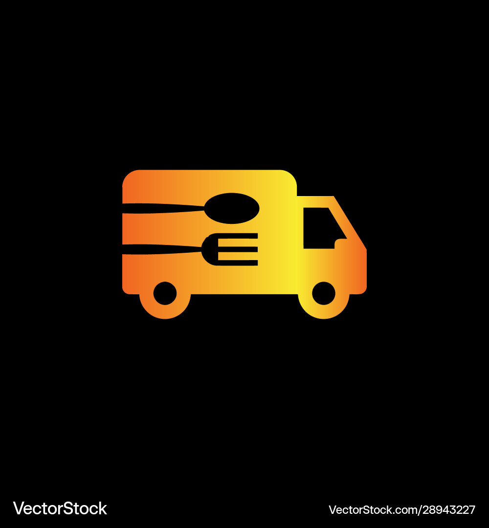 Creative food delivery car logo design Royalty Free Vector