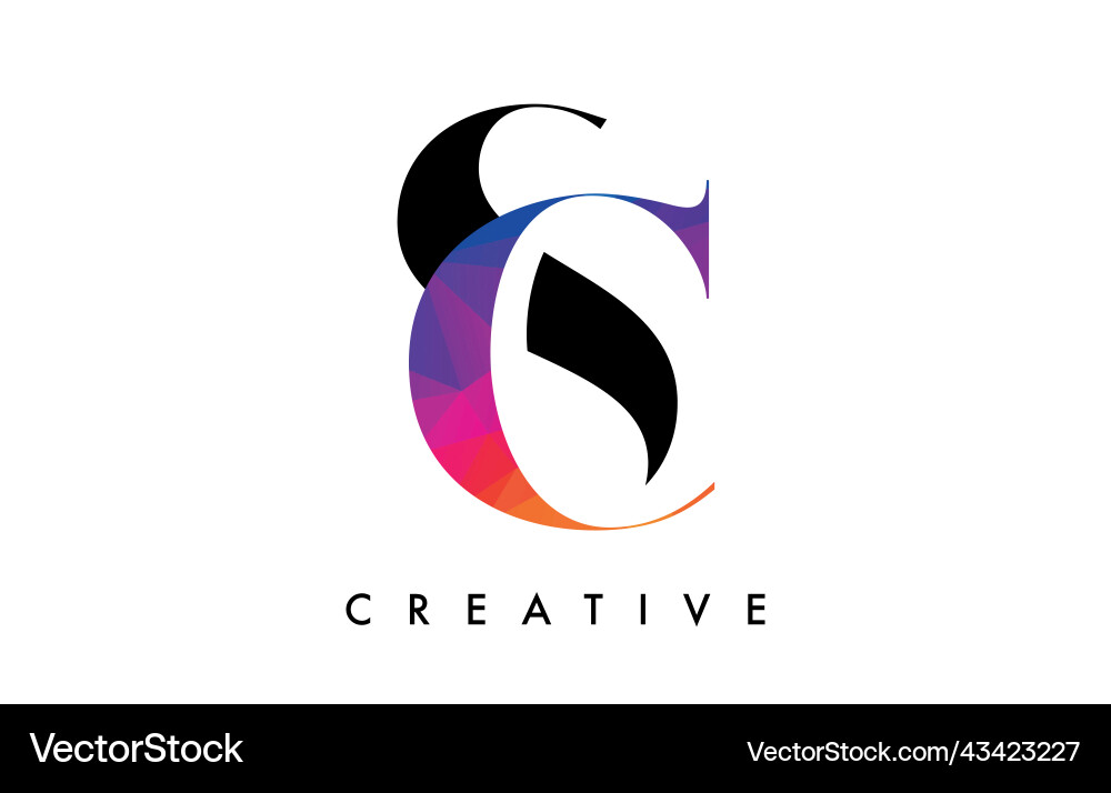 Cs letter design with creative cut and colorful Vector Image