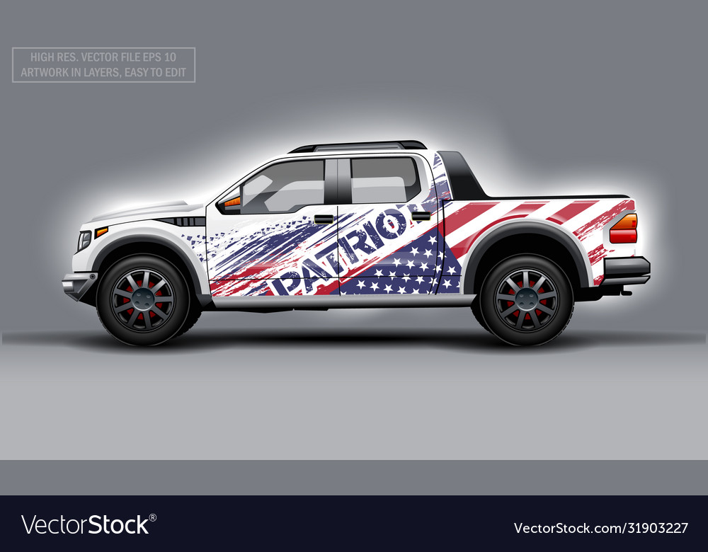 Editable Template For Wrap Suv With Usa Flag Decal