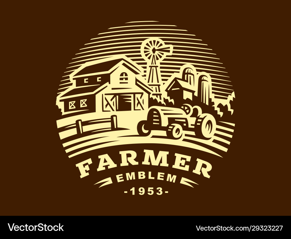 Farm logo in vintage style Royalty Free Vector Image