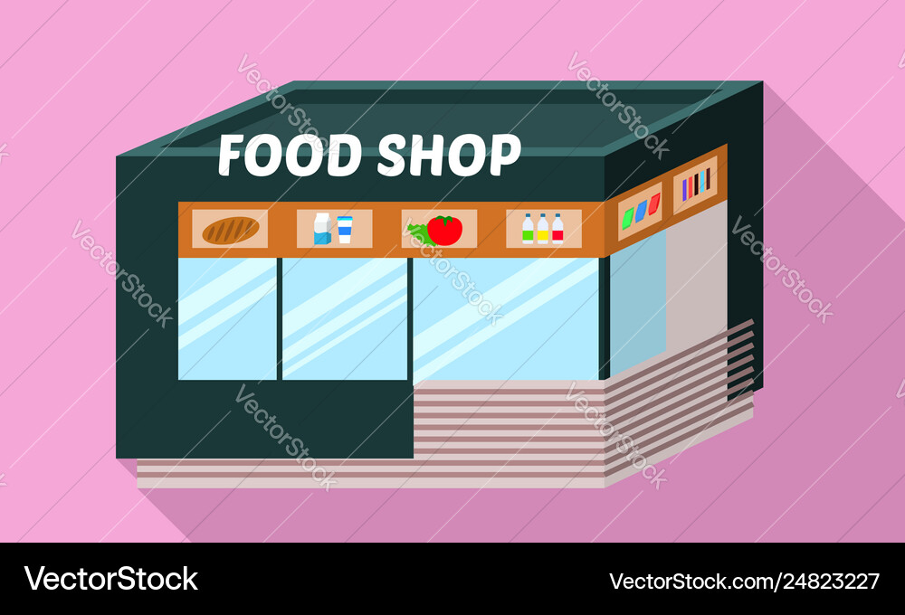 Food shop icon flat style Royalty Free Vector Image