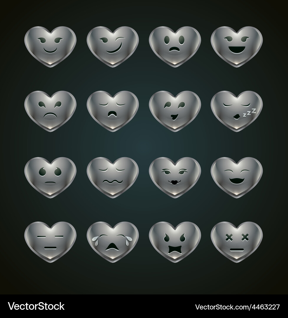 Funny metal heart-shaped emoticons Royalty Free Vector Image