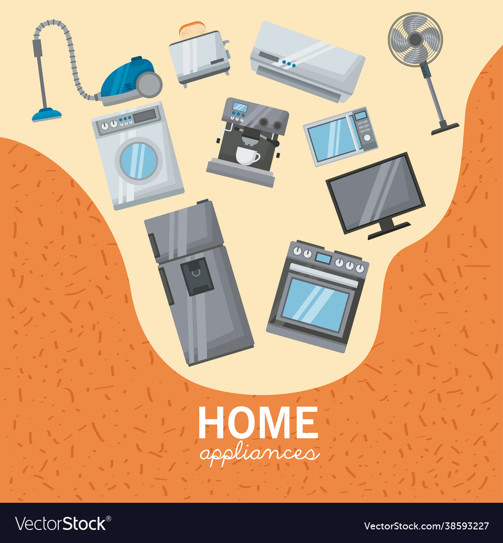 Home appliances poster Royalty Free Vector Image
