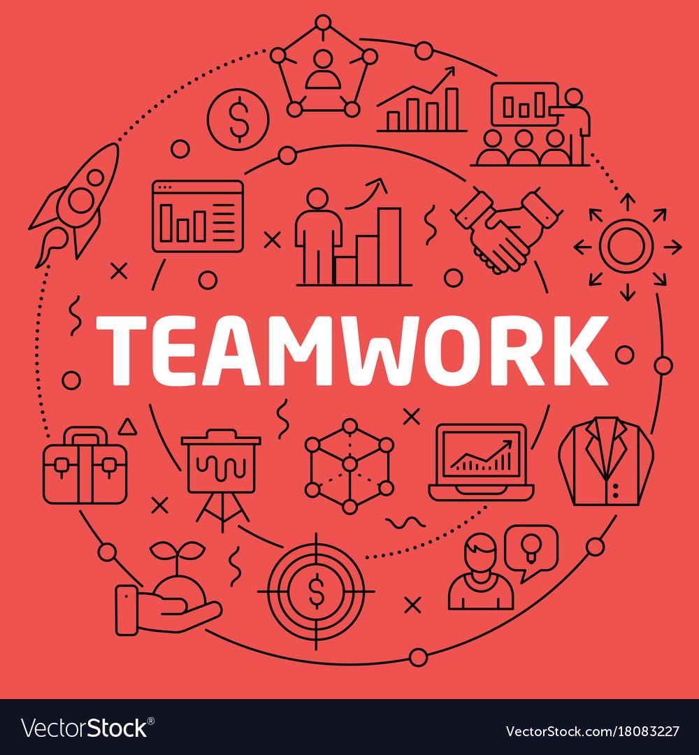 Linear teamwork Royalty Free Vector Image - VectorStock
