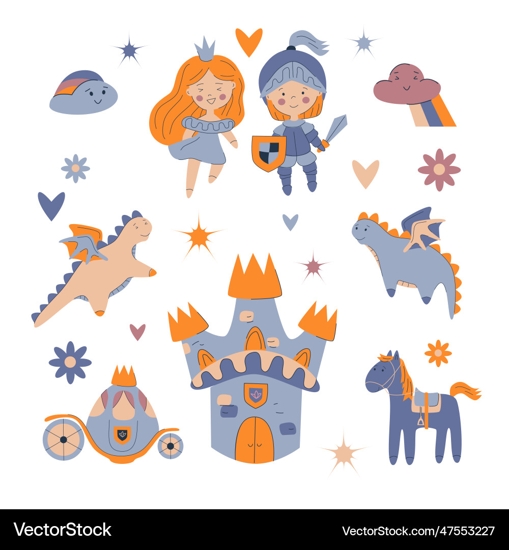 Magic elements good kids story princess prince Vector Image