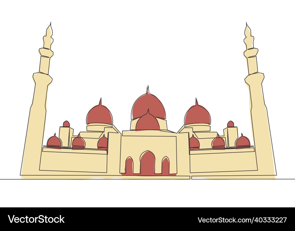 One continuous line drawing of islamic historical Vector Image