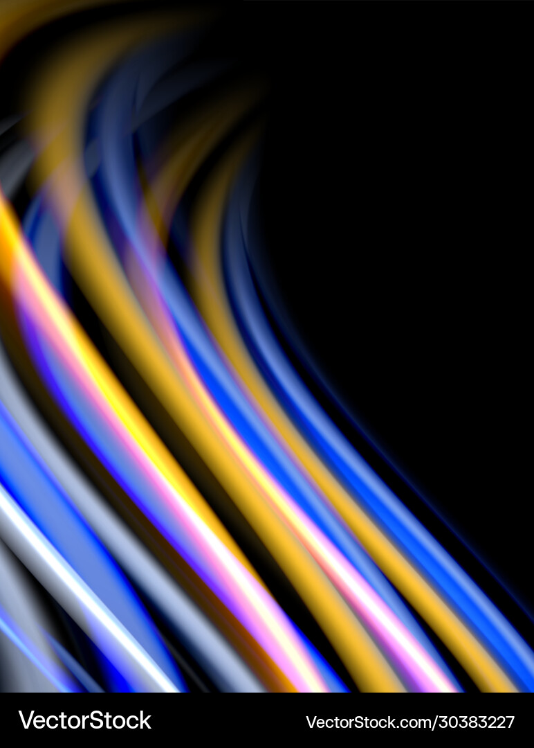 Silk smooth lines on black liquid fluid color Vector Image