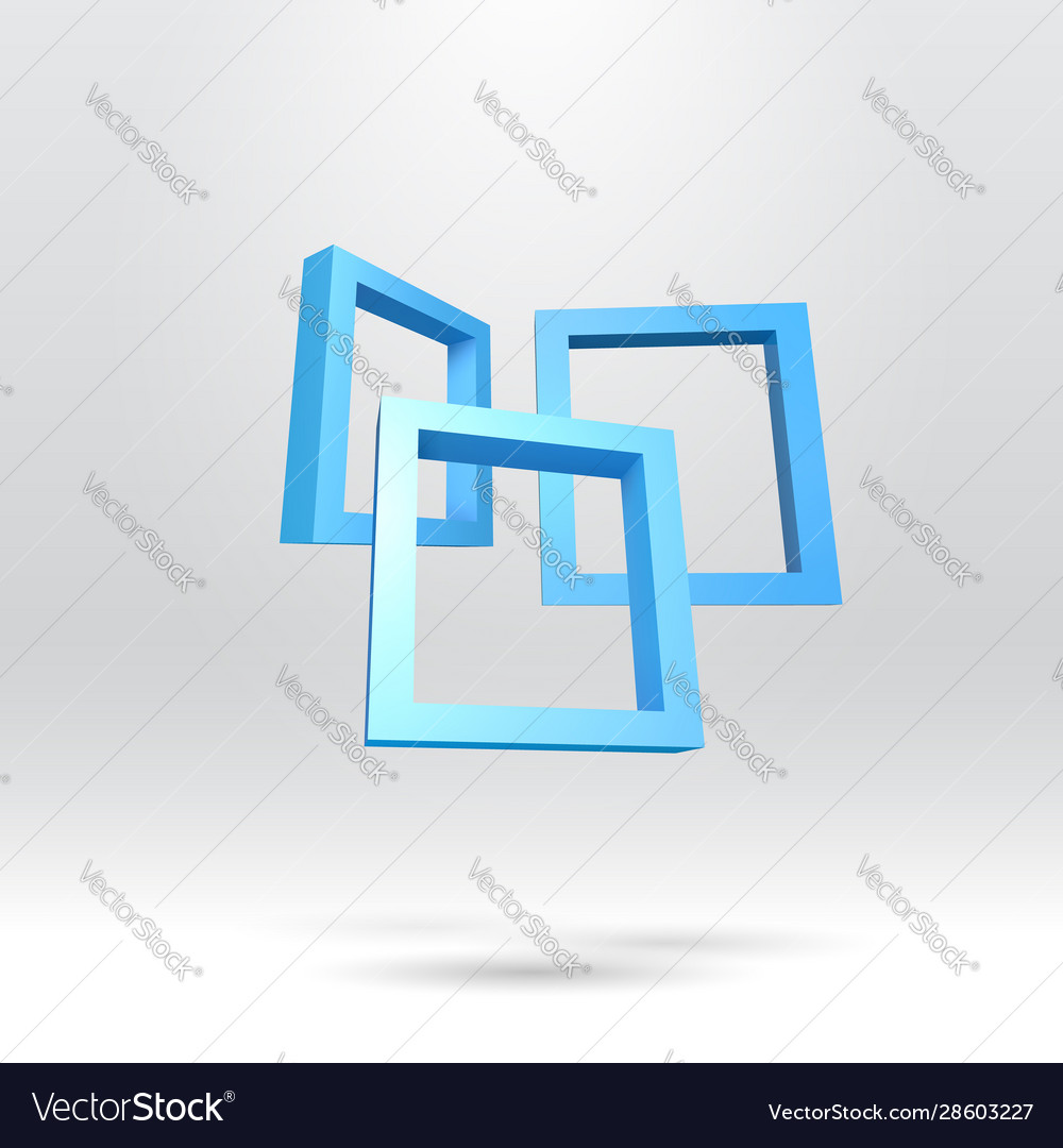 Three blue rectangular 3d frames Royalty Free Vector Image