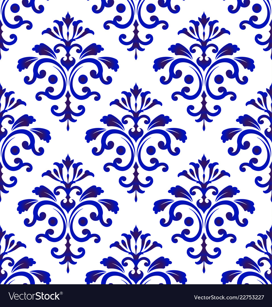 Tile pattern damask style Royalty Free Vector Image