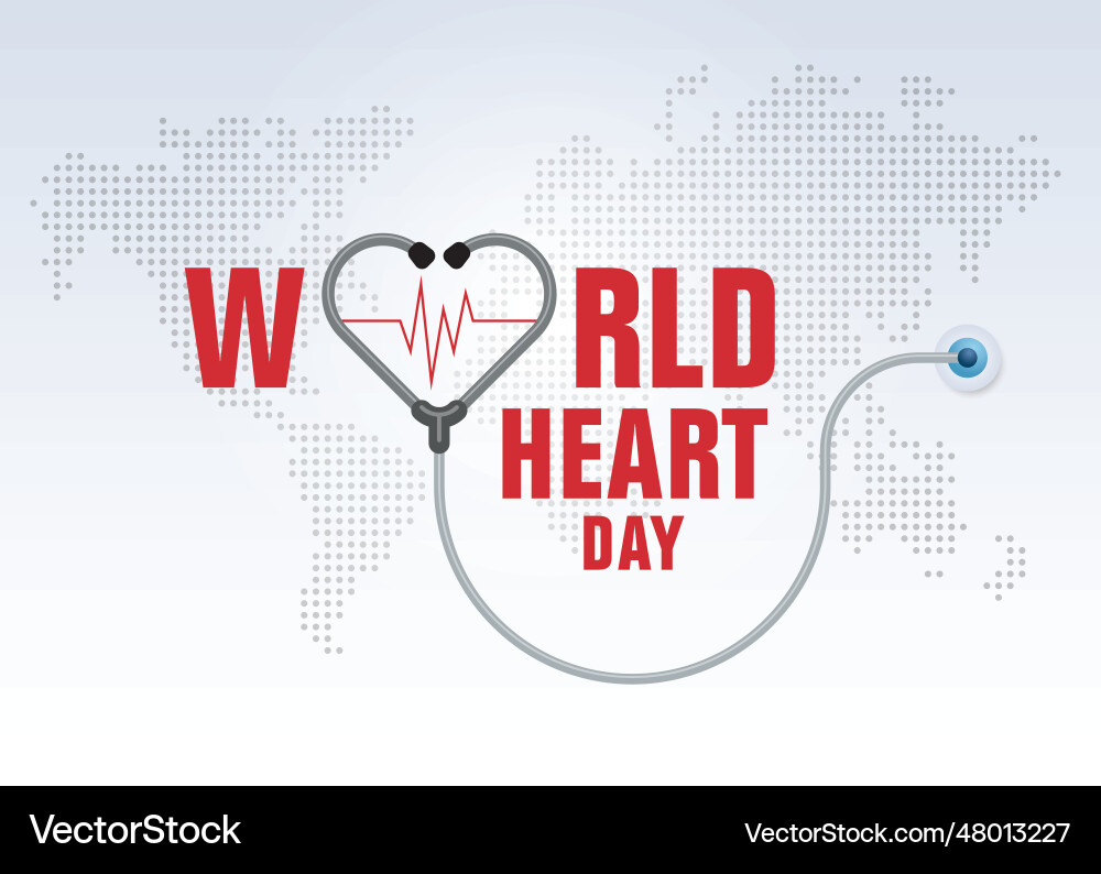 World heart day concept stethoscope with heart Vector Image