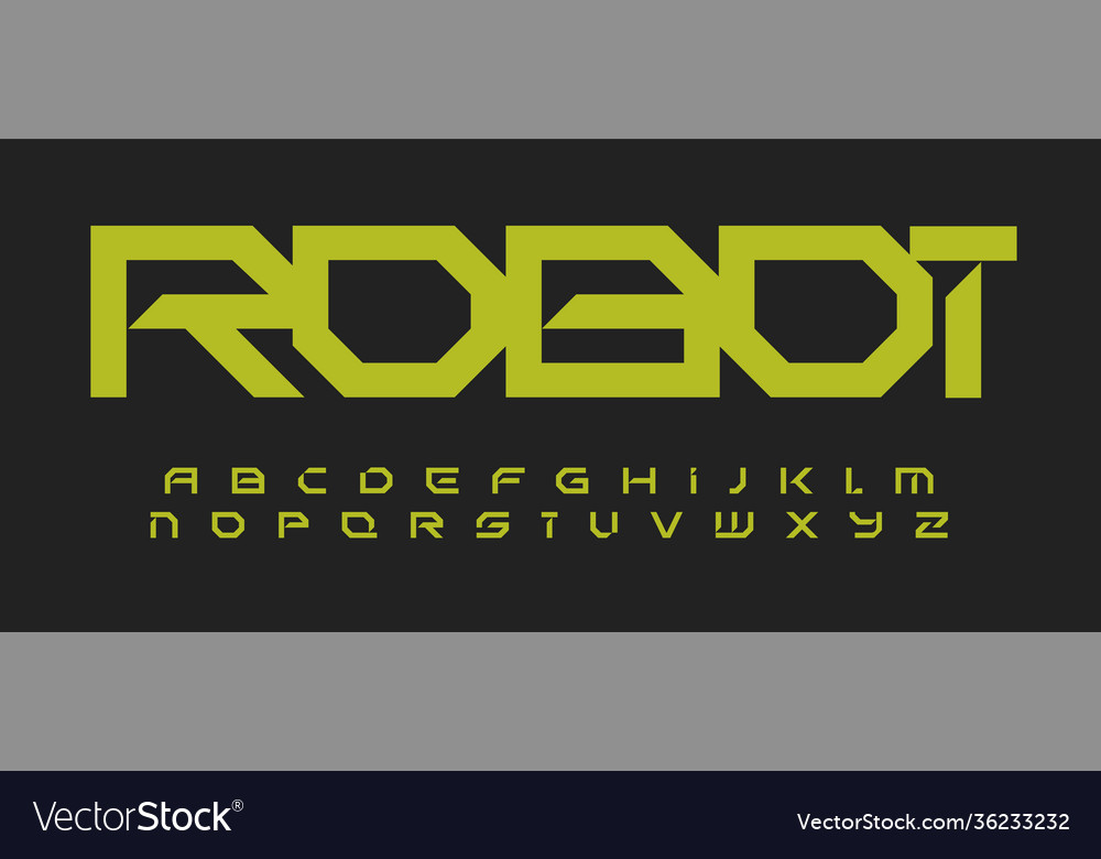 Alphabet in robotic technology style geometric Vector Image
