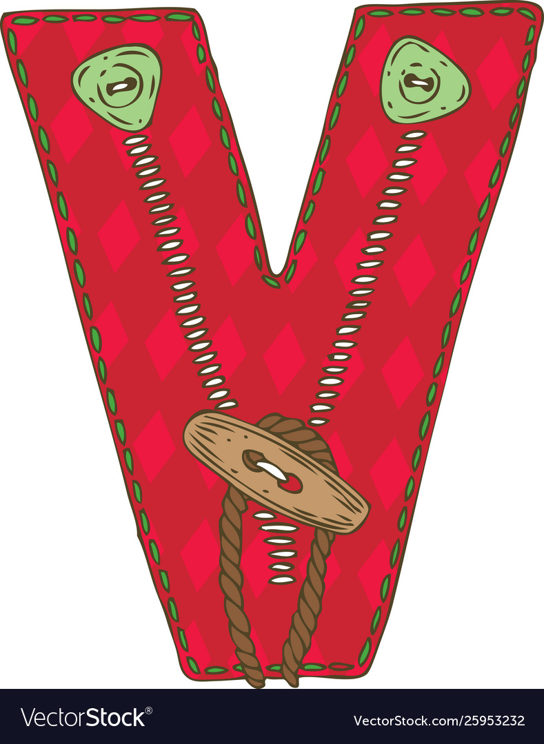 Letter v in patchwork style Royalty Free Vector Image