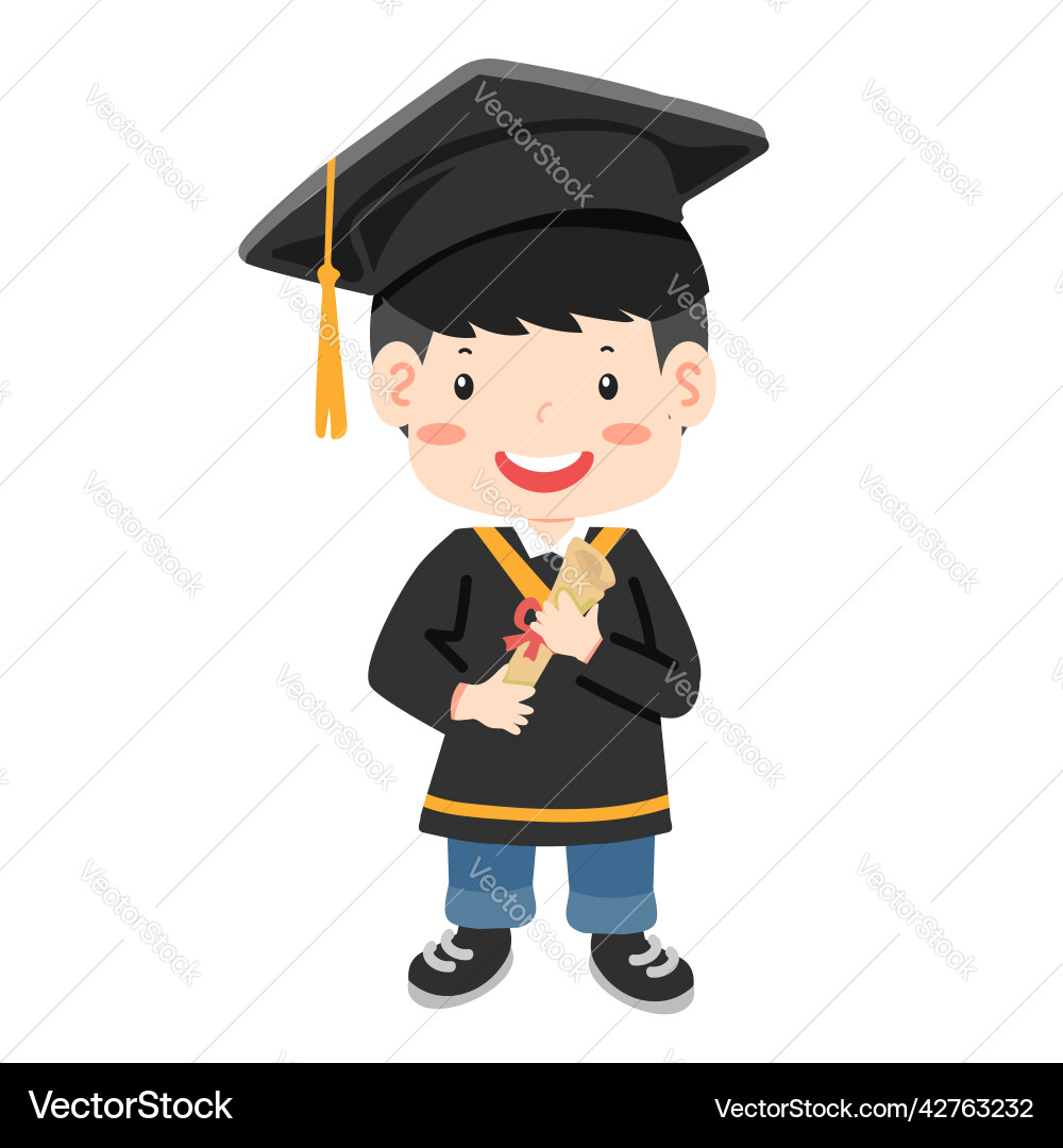 Young boy graduate student in graduation cap Vector Image