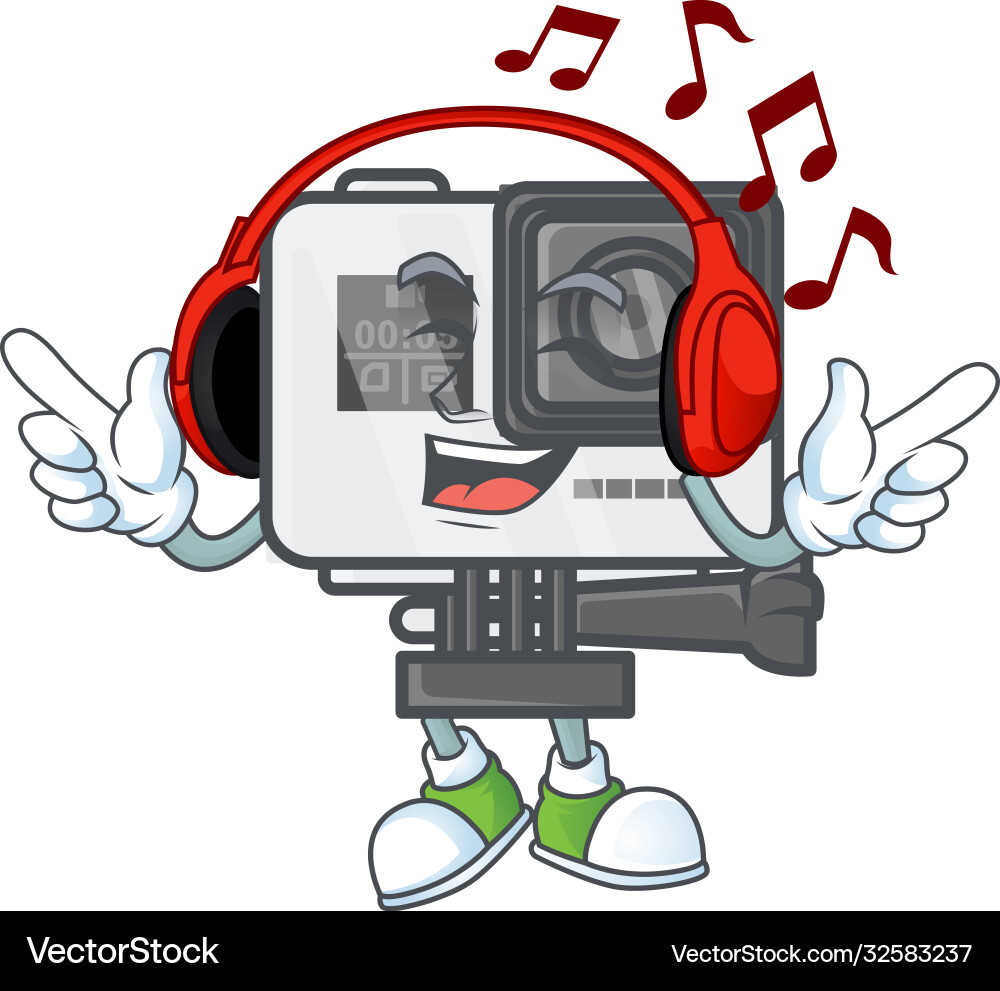 Action camera cartoon character design listening Vector Image