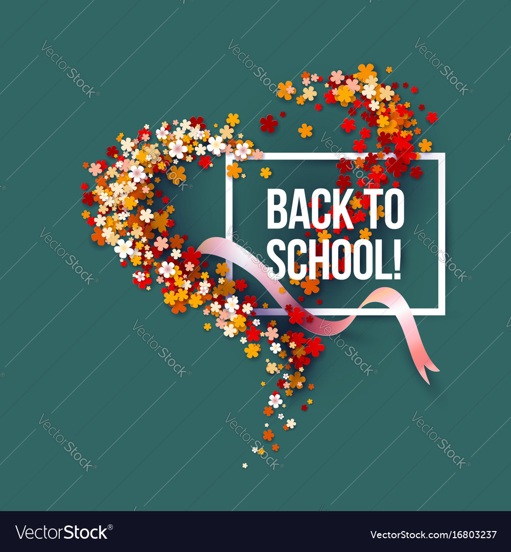 Back to school poster with frame flowers Vector Image