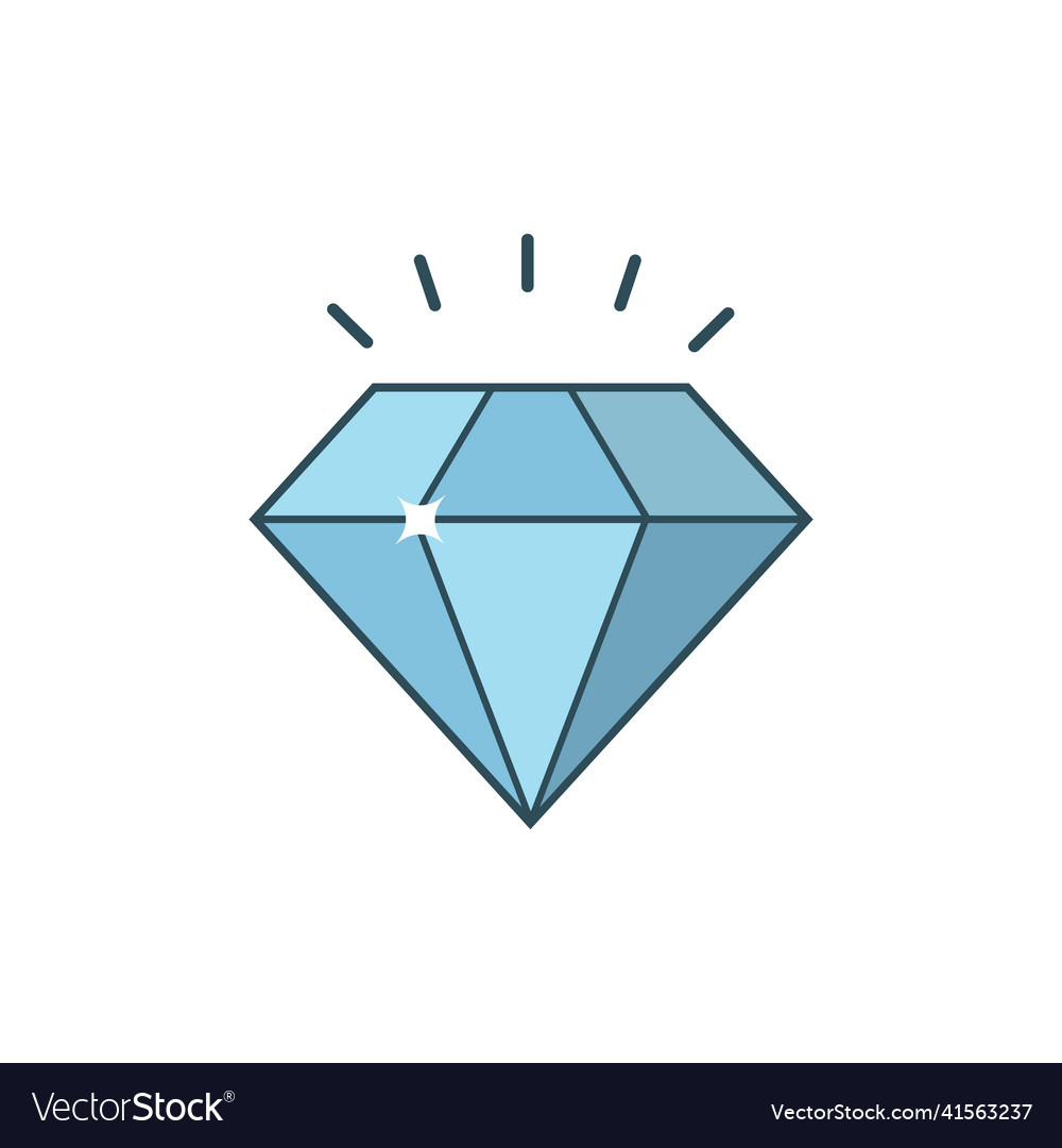 Diamond icon flat design style modern Royalty Free Vector