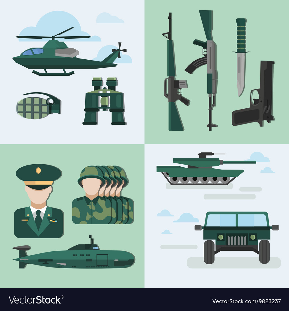 Flat army compositions Royalty Free Vector Image