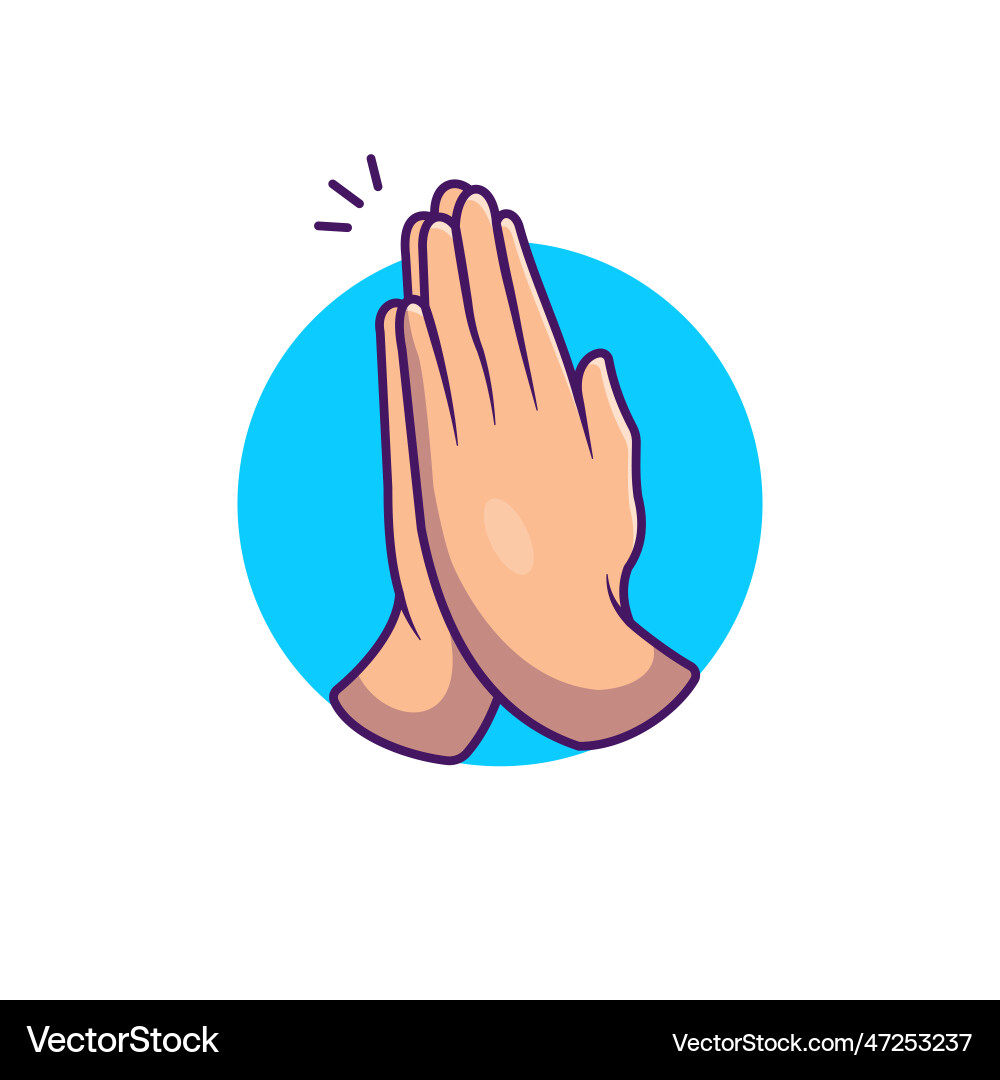Namaste hand sign gesture cartoon Royalty Free Vector Image