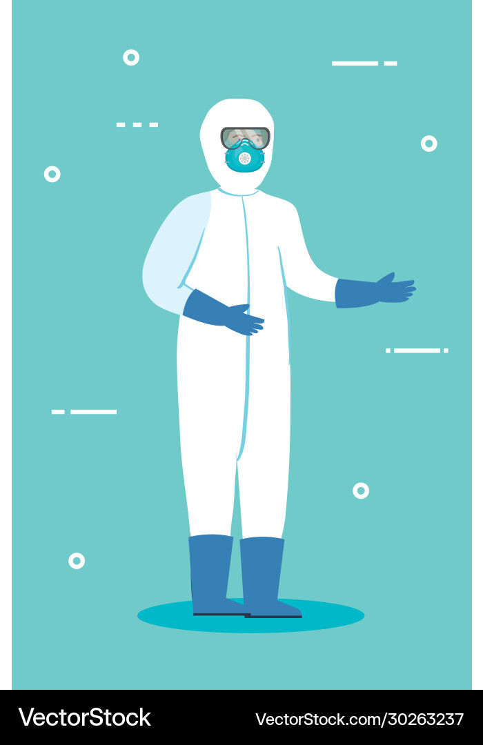 Person with biohazard suit protection isolated Vector Image