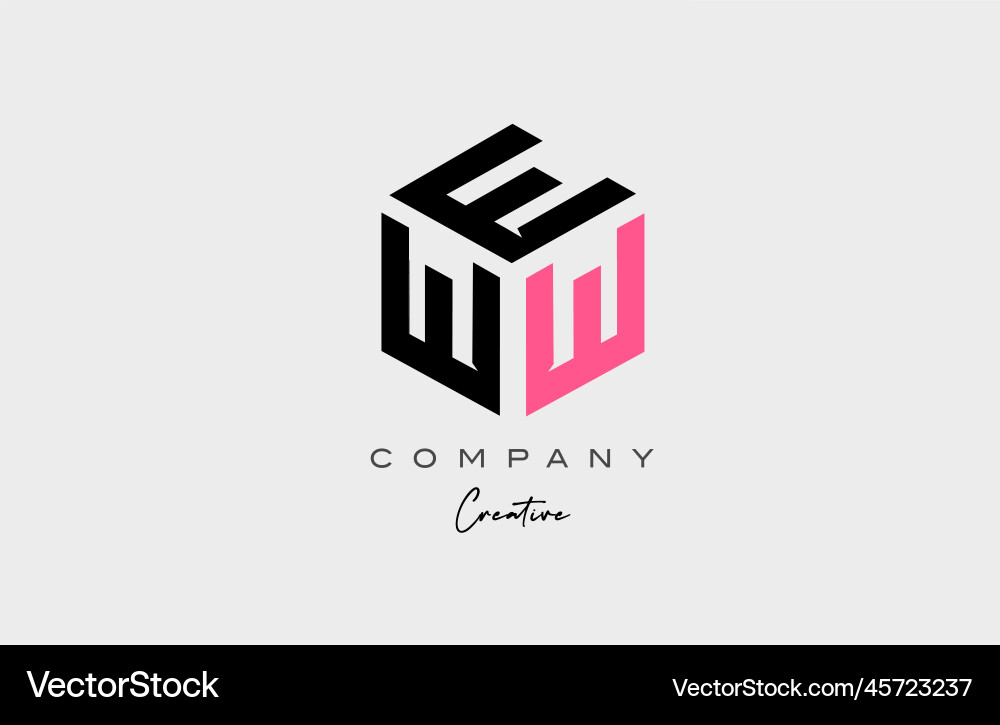 Pink w three letter alphabet logo icon Royalty Free Vector
