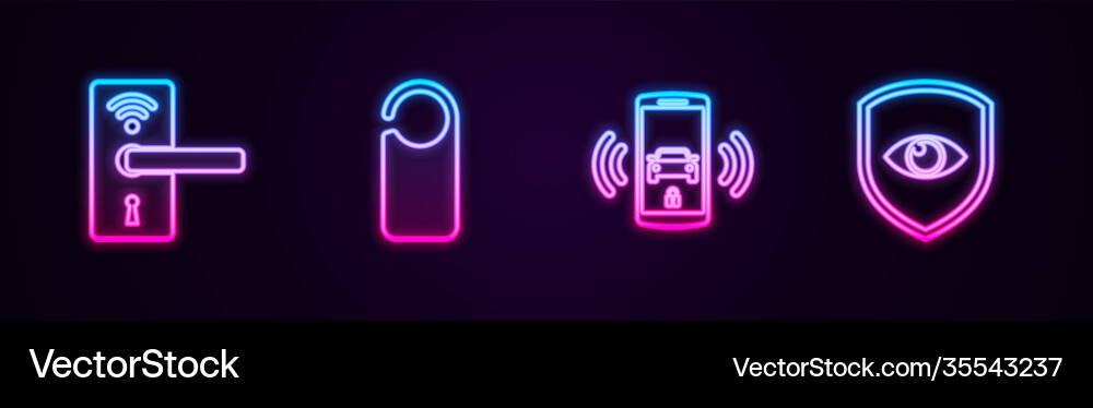 Set line digital door lock with wireless please Vector Image