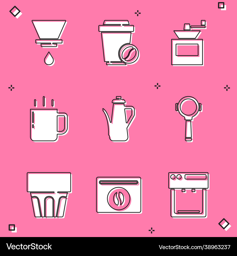 Set v60 coffee maker coffee cup to go manual Vector Image