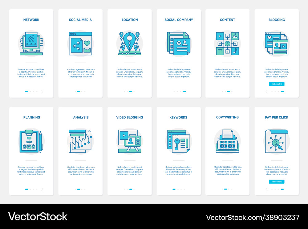 Social media network video web blog ux ui Vector Image