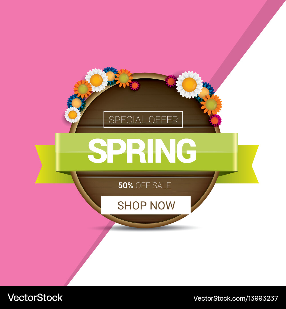 Spring sale label with beautiful flowers Vector Image