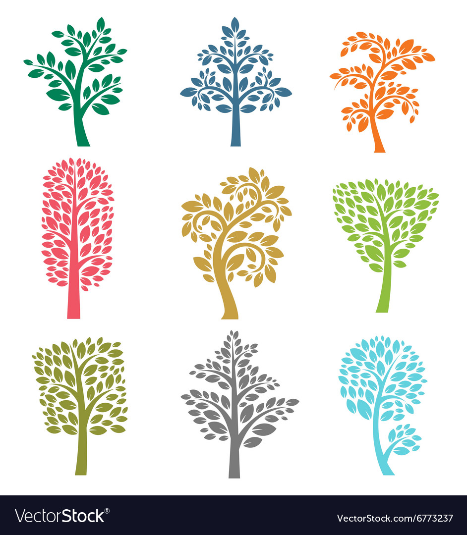 Stylized tree collection Royalty Free Vector Image