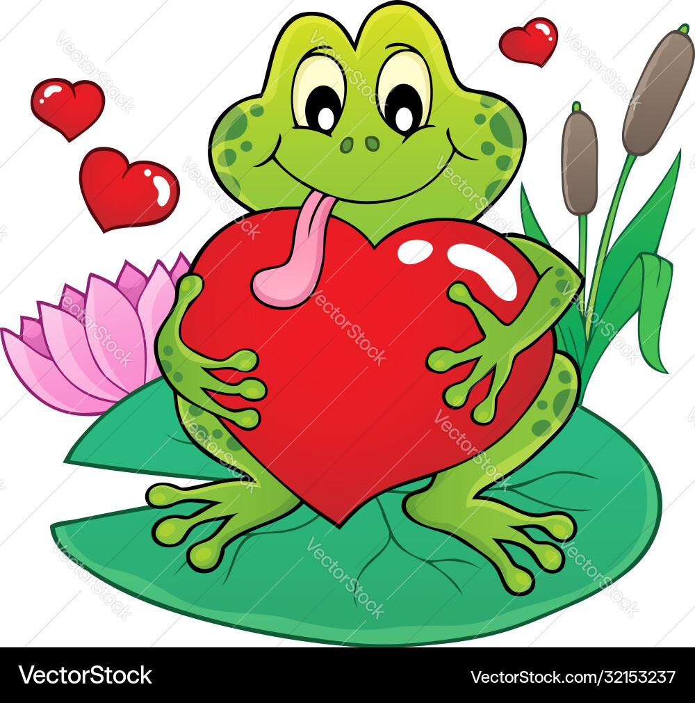 Valentine frog theme image 2 Royalty Free Vector Image