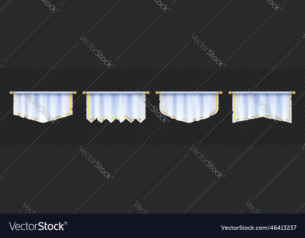 White horizontal pennant medieval flag banner Vector Image