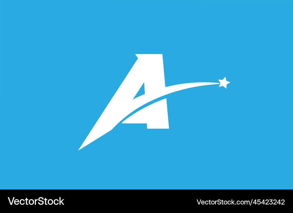 A white alphabet letter logo icon with star Vector Image
