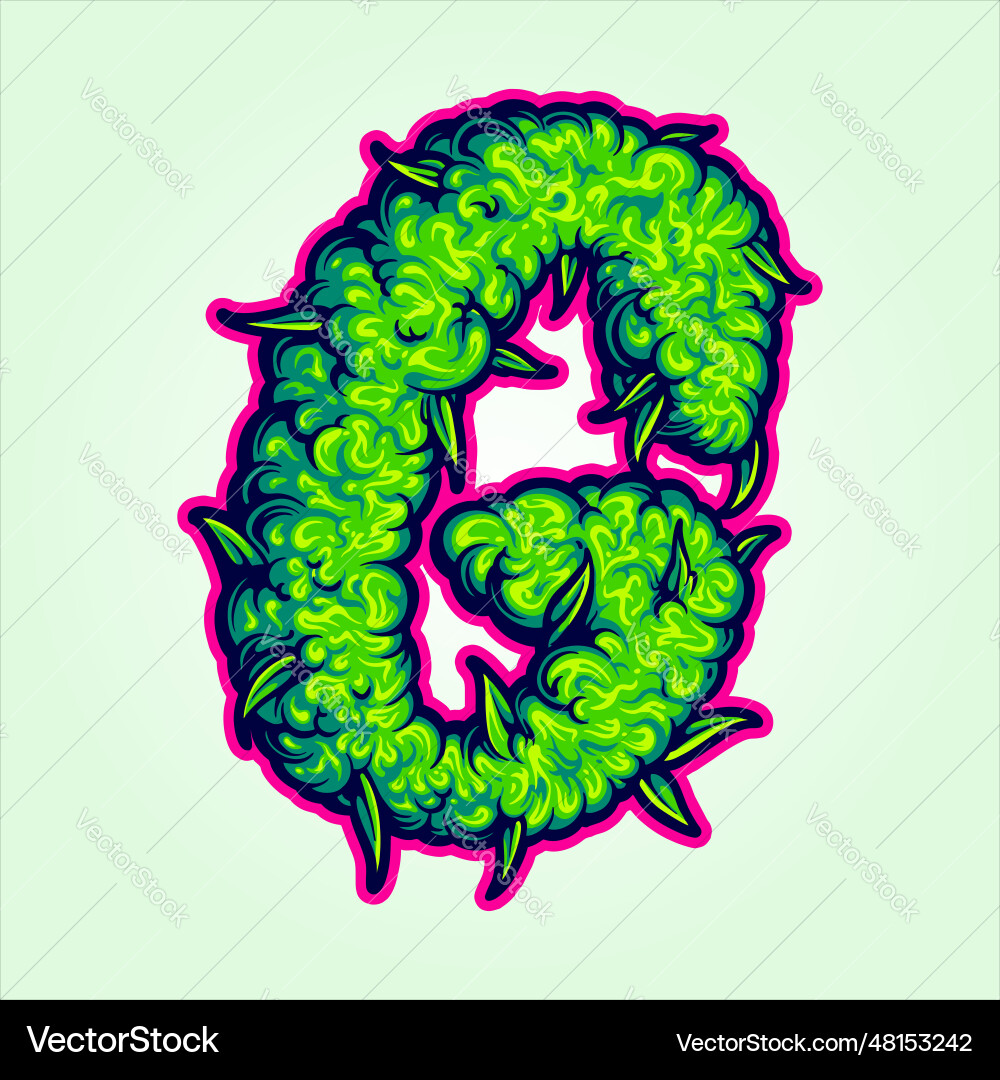 Cannabis bud detail monogram letter initial g Vector Image
