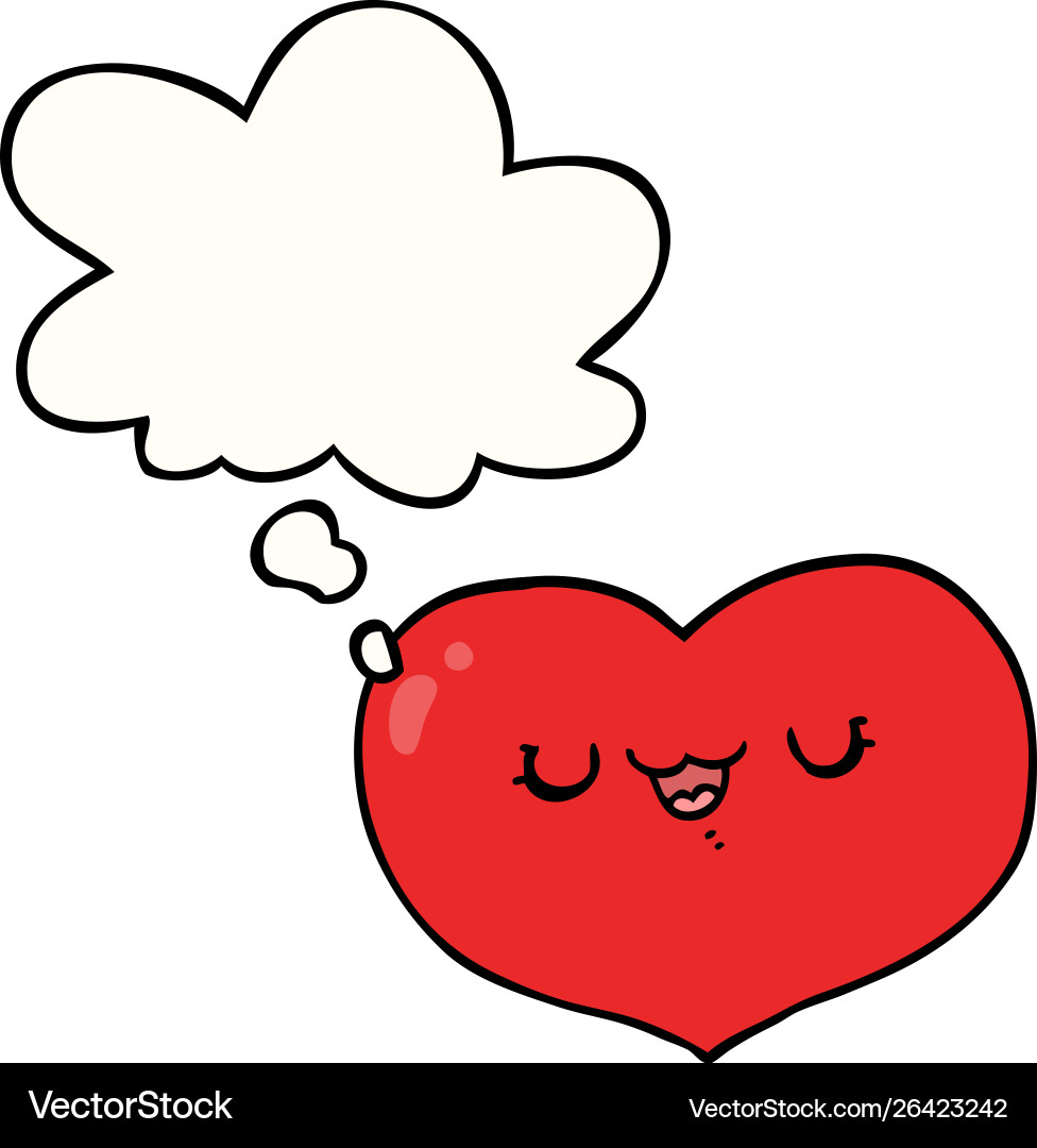 Cartoon love heart and thought bubble Royalty Free Vector