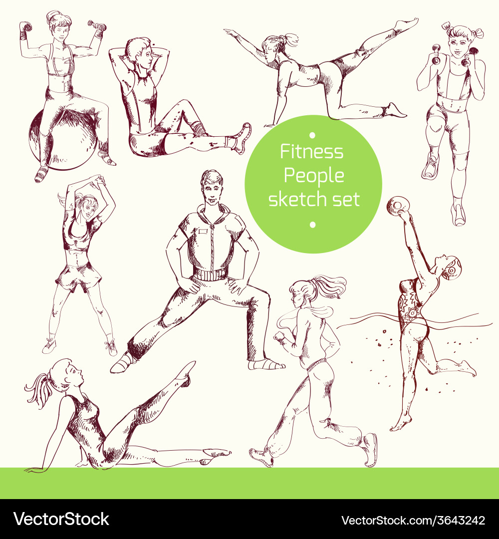 Fitness people sketch Royalty Free Vector Image