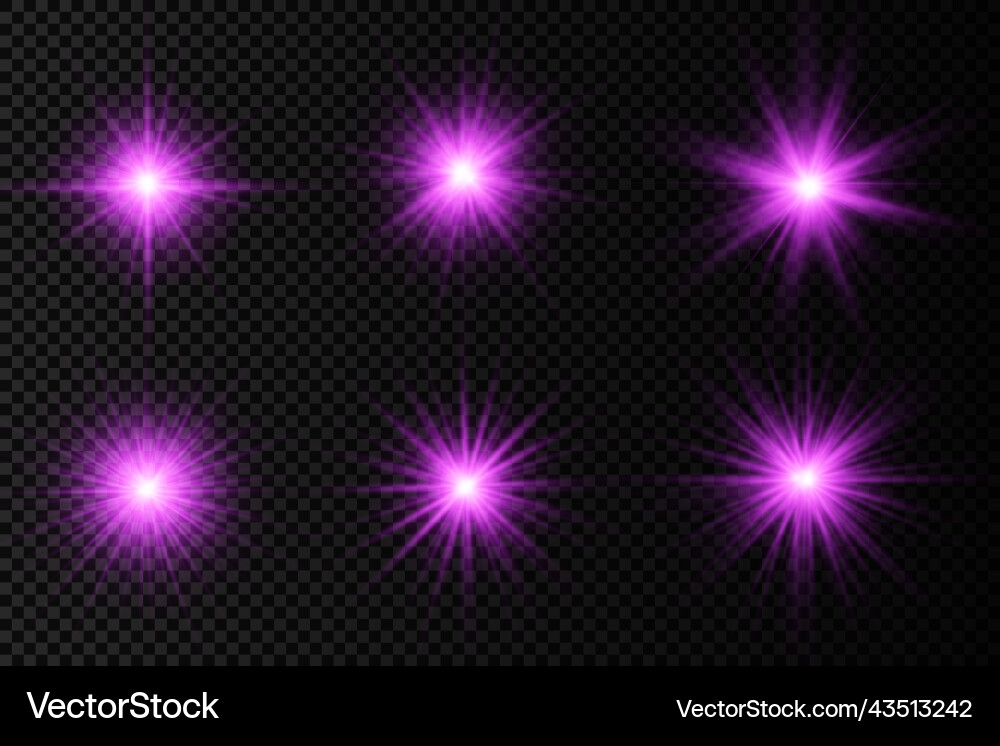 Glow bright light star purple sun rays sunshine Vector Image