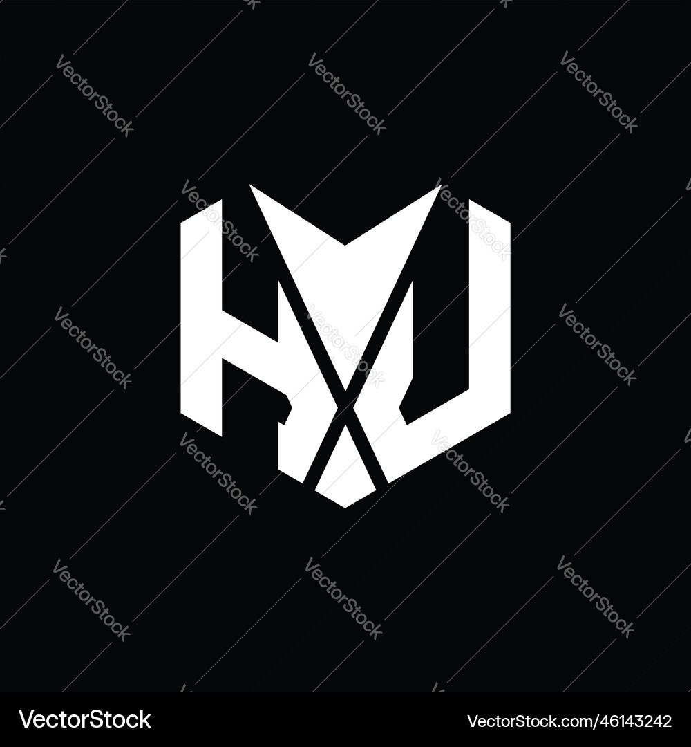 Hu logo monogram abstract hexagon images design Vector Image