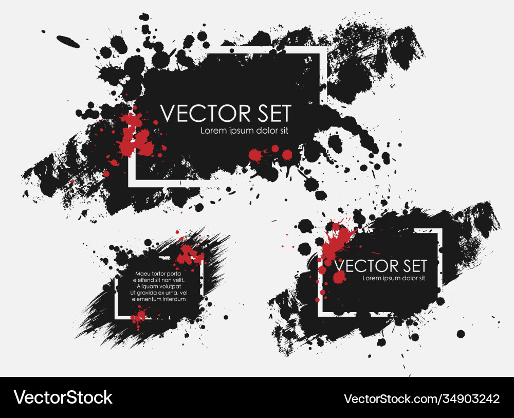 Ink spots set collection in black and Royalty Free Vector