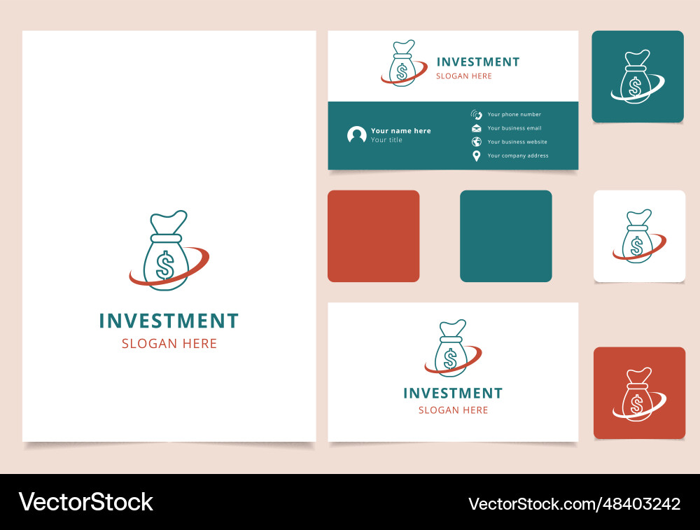 Investment logo design with editable slogan Vector Image