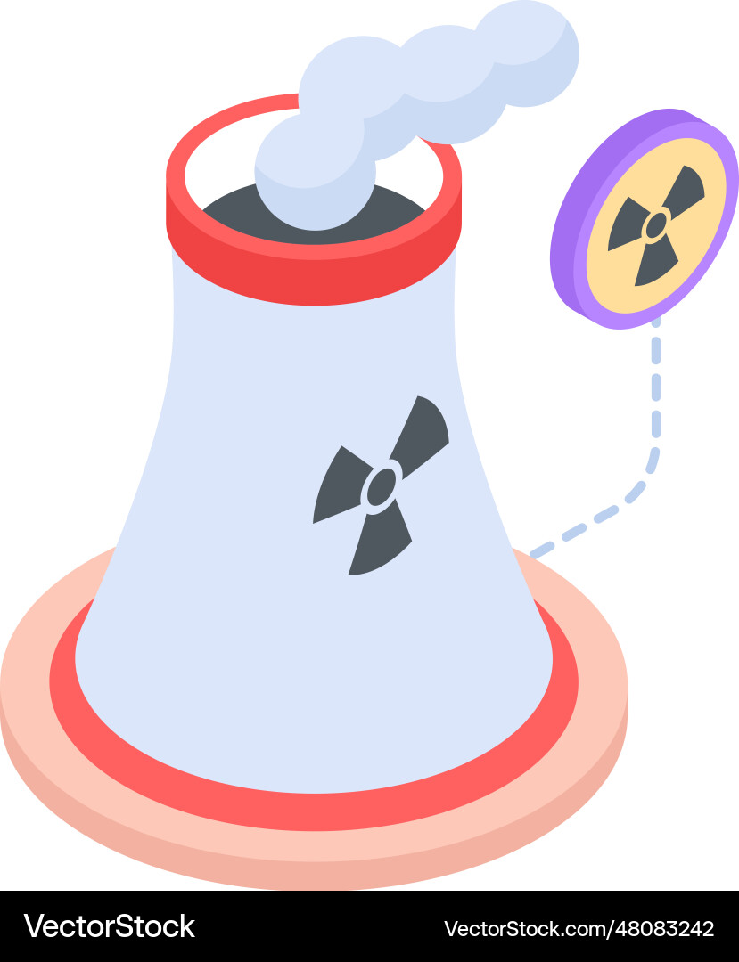 Isometric icon of nuclear power Royalty Free Vector Image