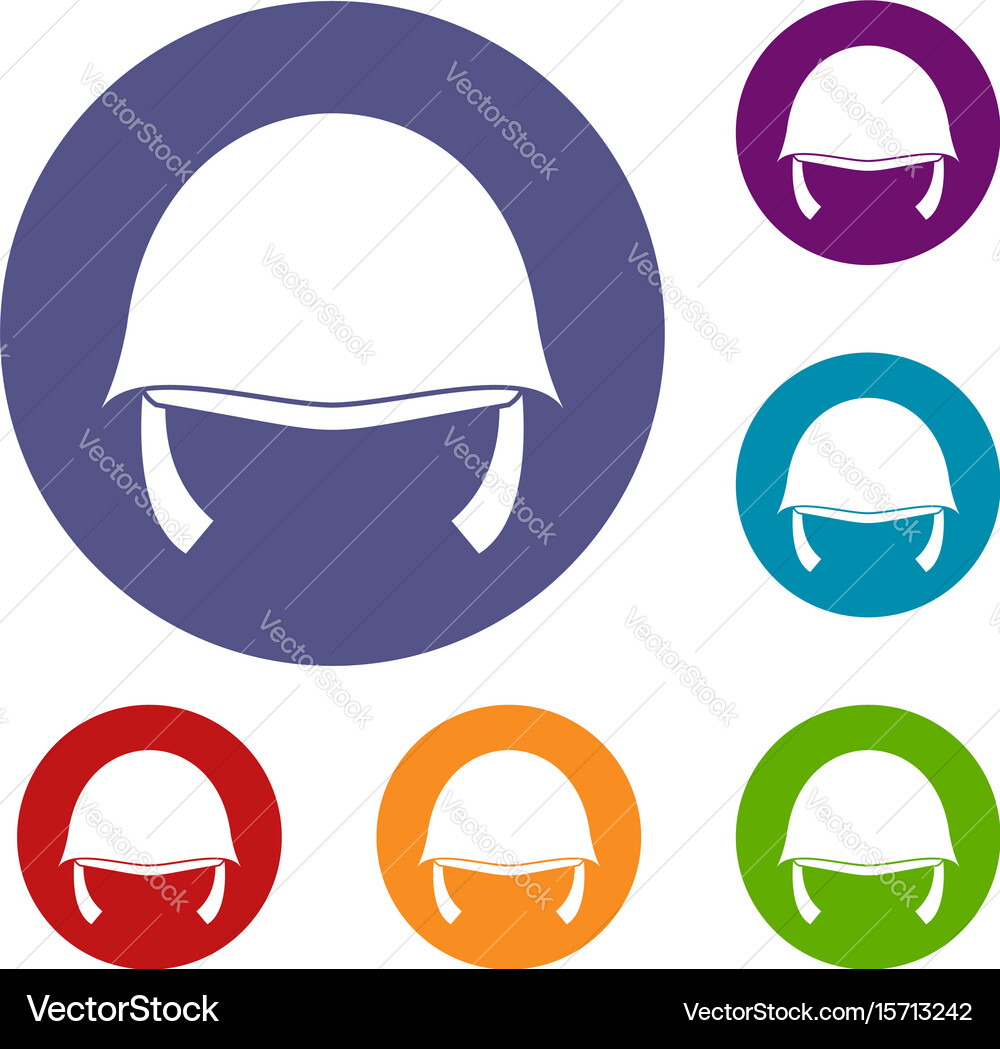 Military helmet icons set Royalty Free Vector Image