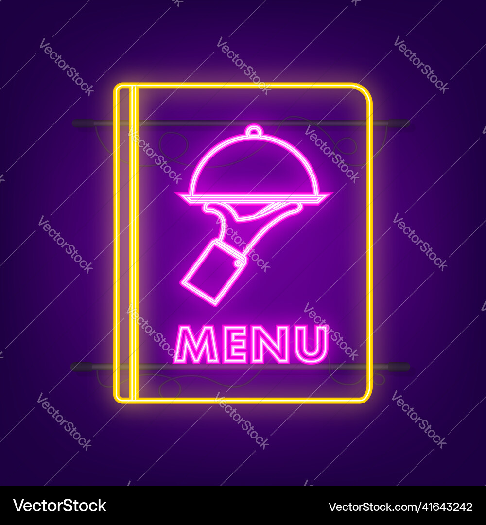 Neon menu book food design template cafe Vector Image